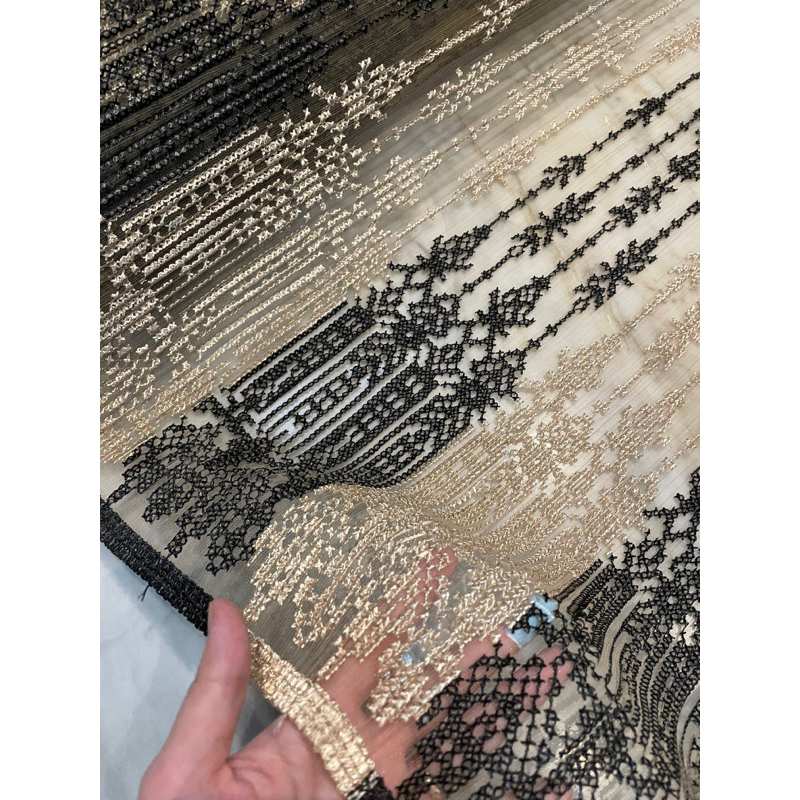 Jual Bahan kain Brokat Exclusive Tile Plisket Pleated Tulle Warna Hitam ...