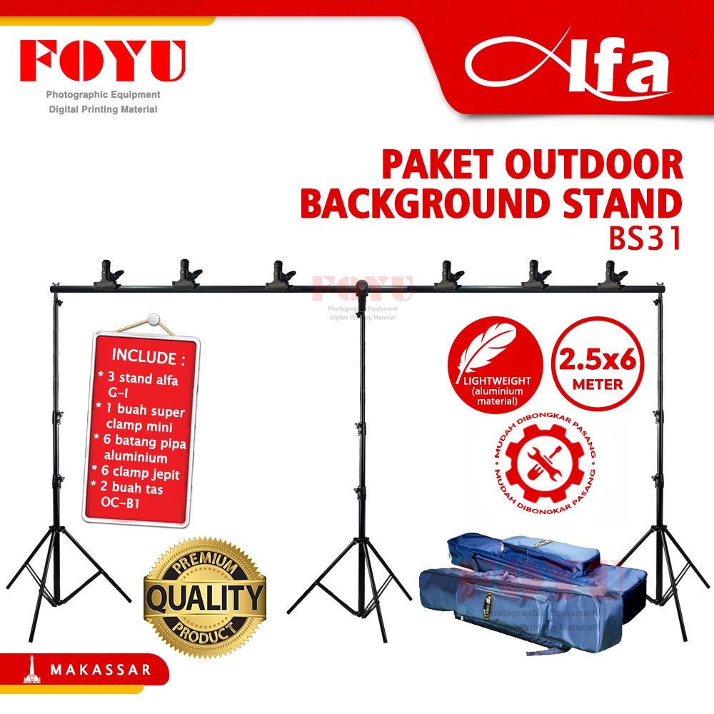 Jual Paket Outdoor Background Backdrop Stand Standing Pipa Portable 2 ...