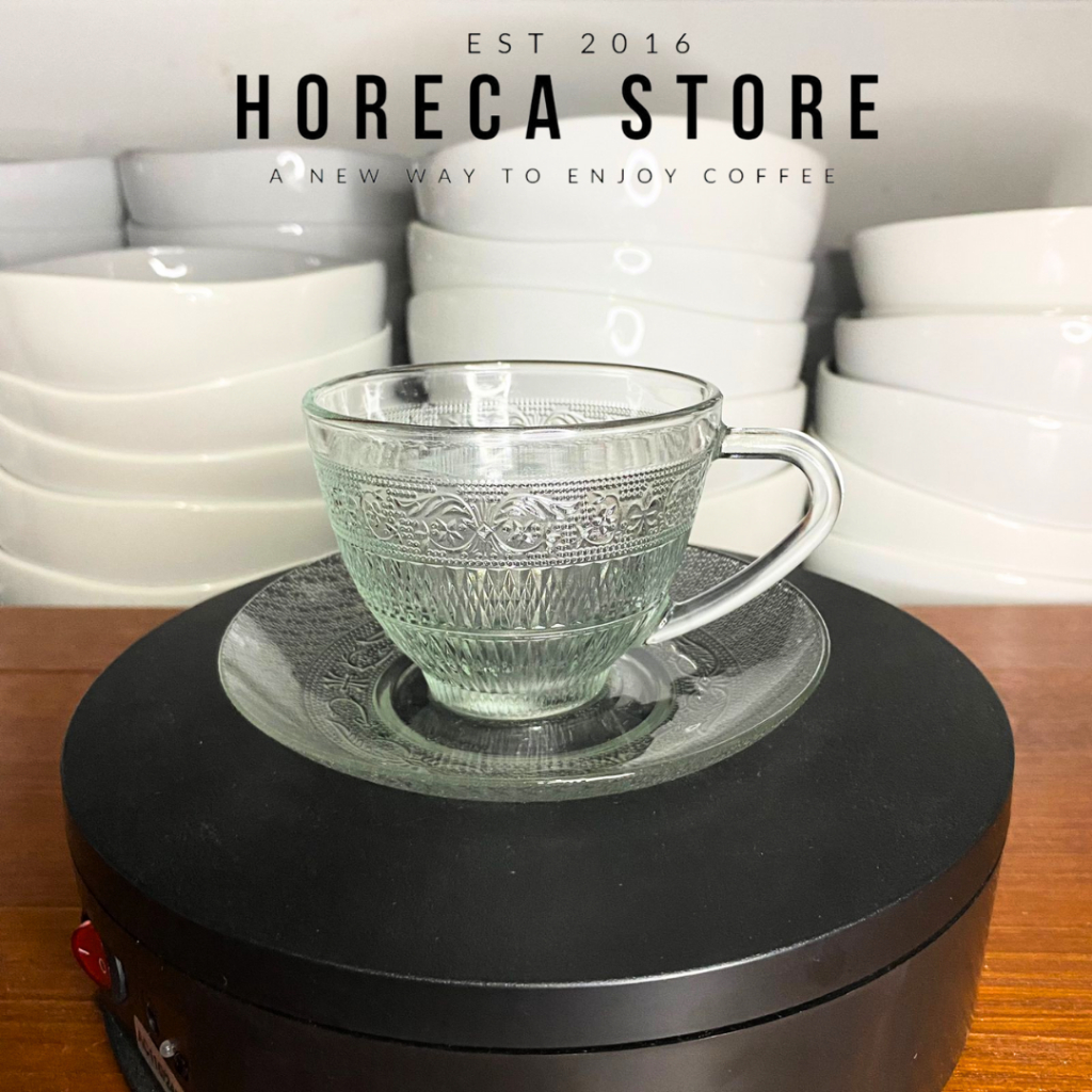 Jual Gelas kaca teh cantik 210ml Tea set and saucer/ cangkir cup kopi heritage dengan piring ...