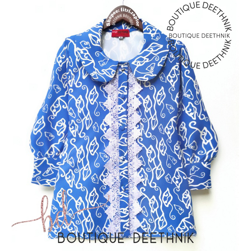 Jual Deethnik baju batik warna biru muda batik cap warna biru muda ...
