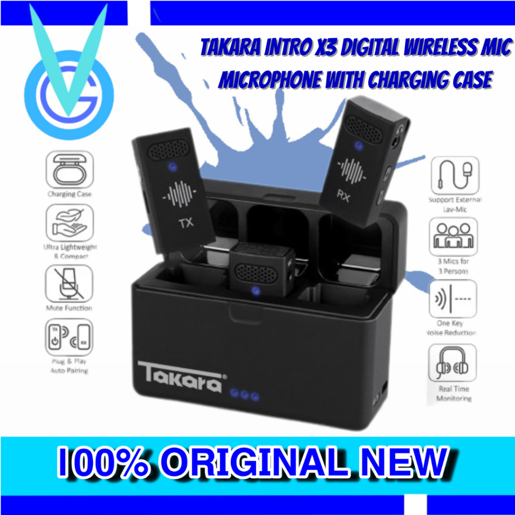 Jual Takara INTRO X3 Digital Wireless Mic Microphone with Charging Case ...