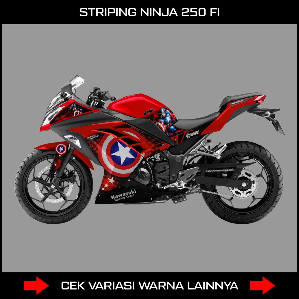 Jual STRIPING NINJA250 FI OLD LIVERY CAPTAIN AMERICA / STIKER DECAL ...
