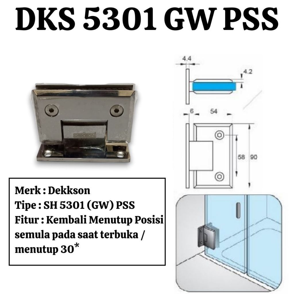 Jual Shower Hinge Dekson SH 5301 GW SH 7701 CP / Engsel Pintu Kaca ...