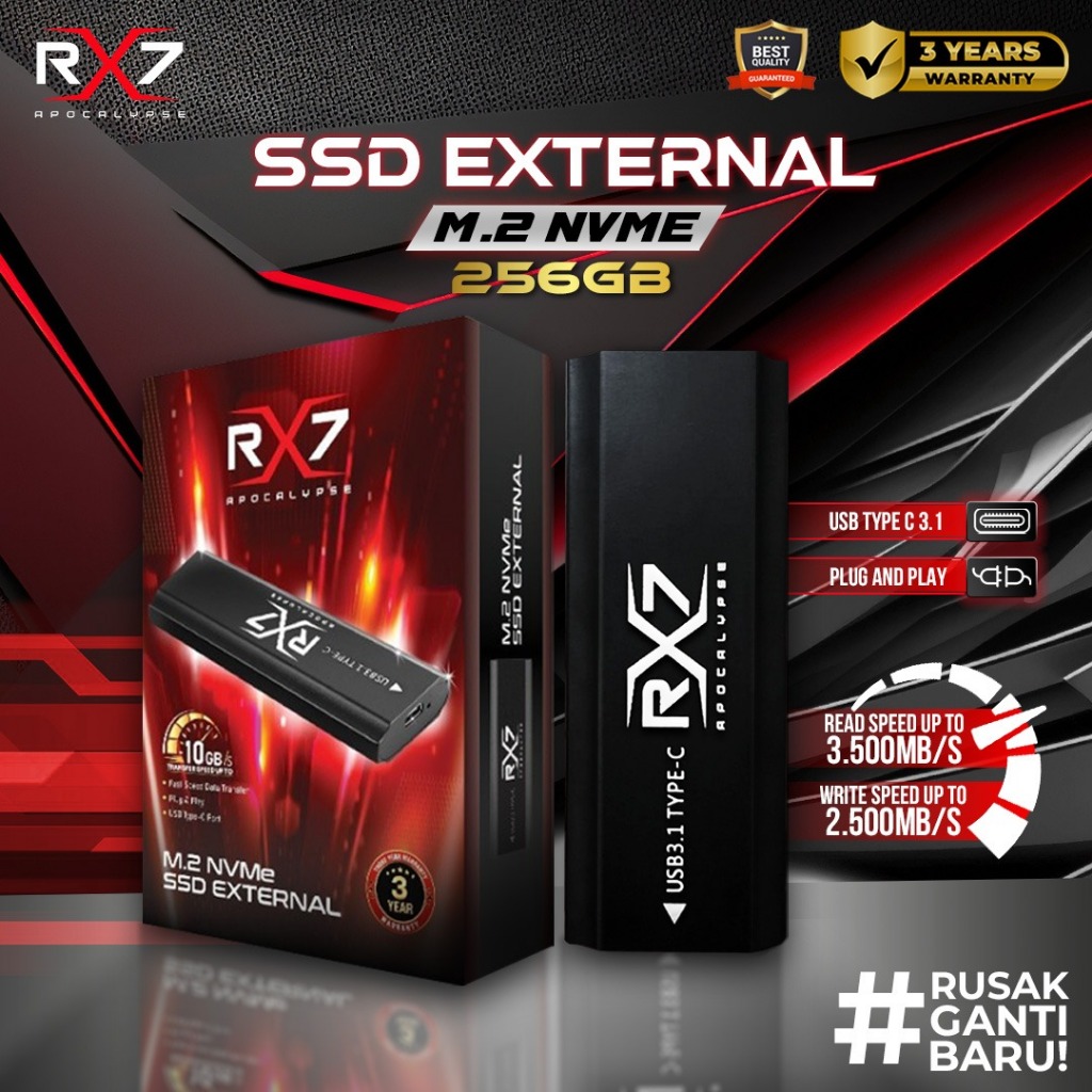 Jual SSD M2 NVME EXTERNAL 256GB RX7 / ENCLOSURE M2 NVME + M2 NVME 256GB ...