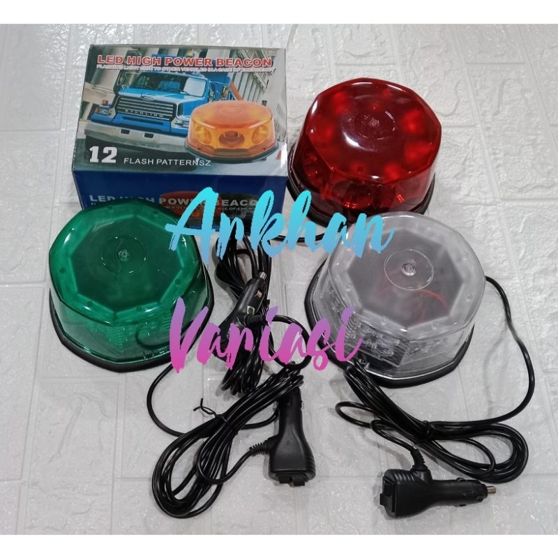 Jual Lampu Blitz Rotary Beacon 16 Mode Flash 12 Volt 24 Volt Merah ...