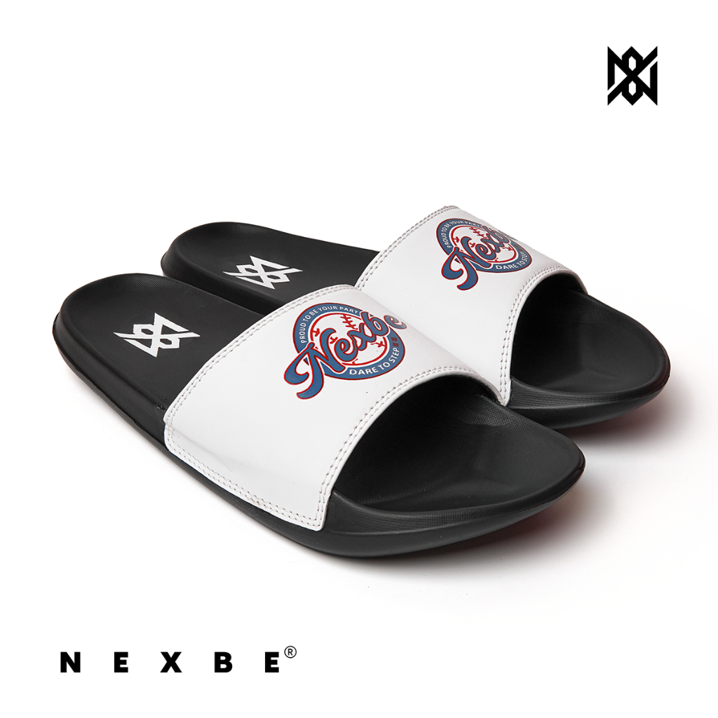 Jual Nexbe - Sendal Slip On Dare To Step Hitam Putih | Shopee Indonesia