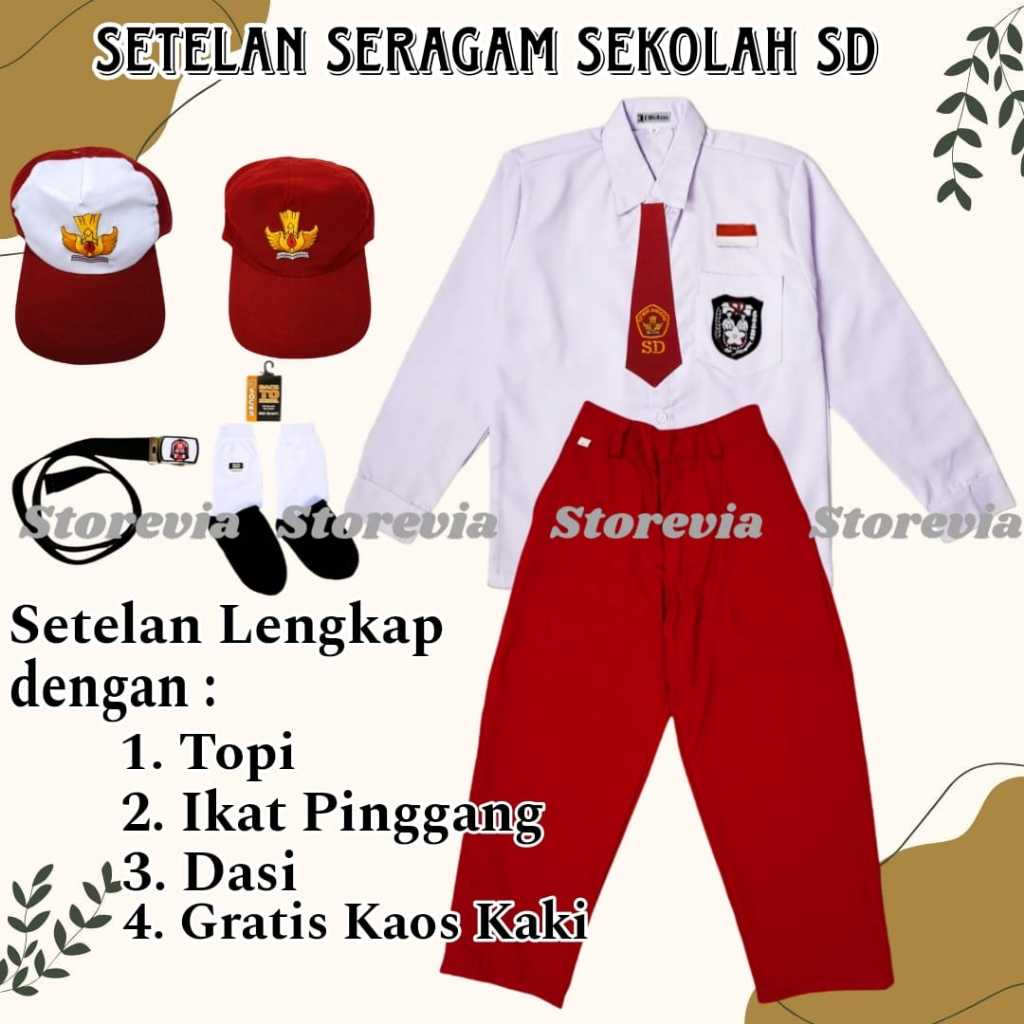 Jual Storevia Setelan Super Lengkap Seragam Sekolah SD Merah Putih ...