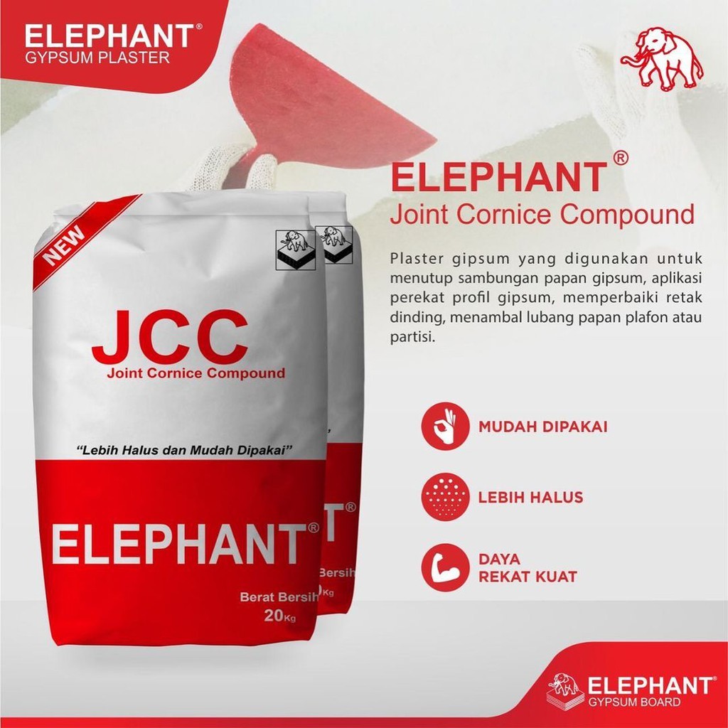 Jual ELEPHANT Joint Cornice Compound 20kg (SAK) Dempul lem kompon ...