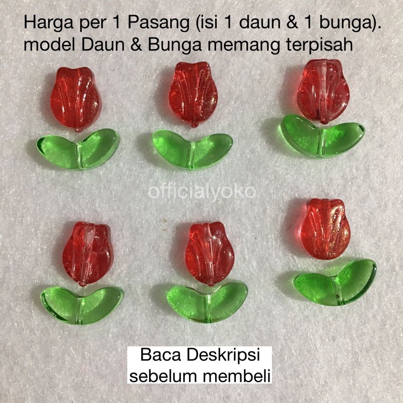 Jual Manik Bunga Tulip (1 pasang isi 1 daun & 1 bunga) | Shopee Indonesia