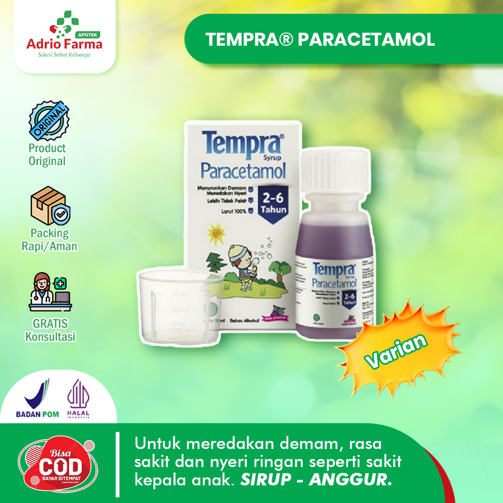 Jual TEMPRA - PARACETAMOL SIRUP Botol @ 60ml - BALITA 2-6 Tahun ANGGUR ...