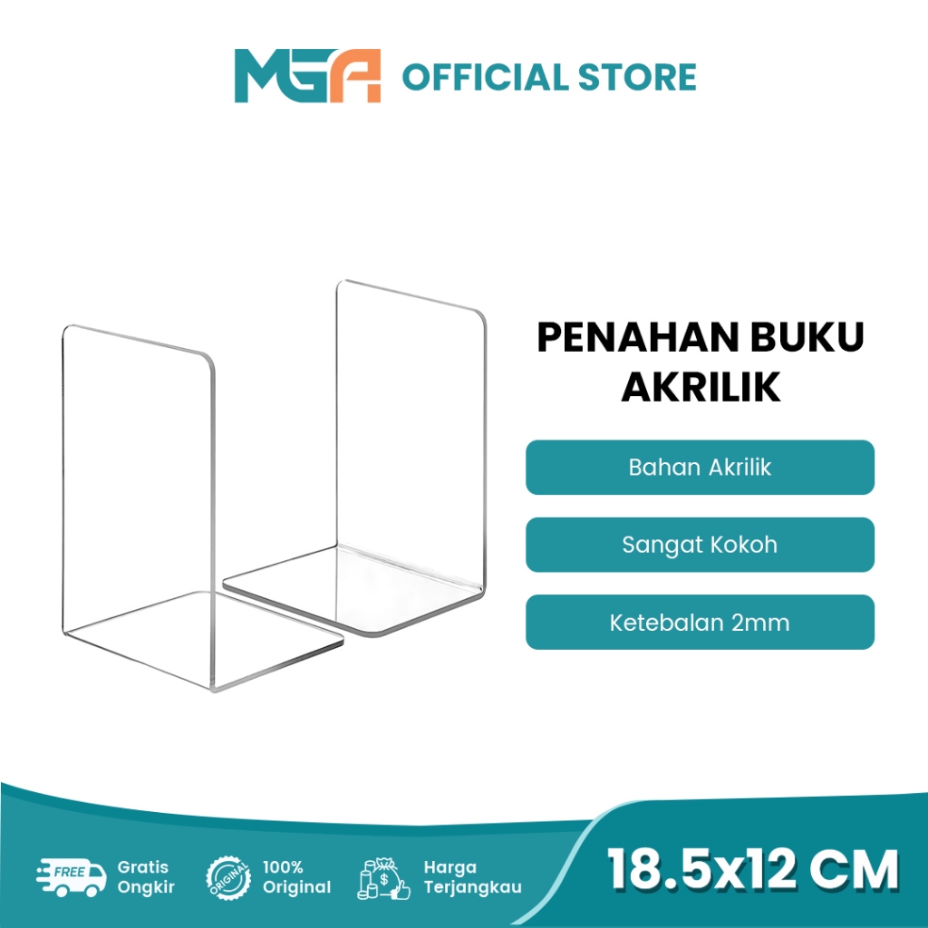 Jual PEMBATAS BUKU / PENYANGGA BUKU / PENAHAN BUKU AKRILIK (12 x 12 x ...