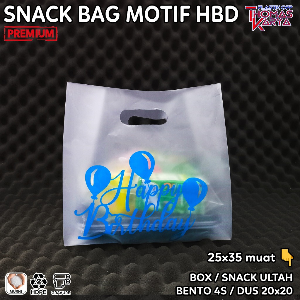 Jual Plastik Ultah 25x35 Motif HAPPY BIRTHDAY BIRU isi 50 Softhandle ...