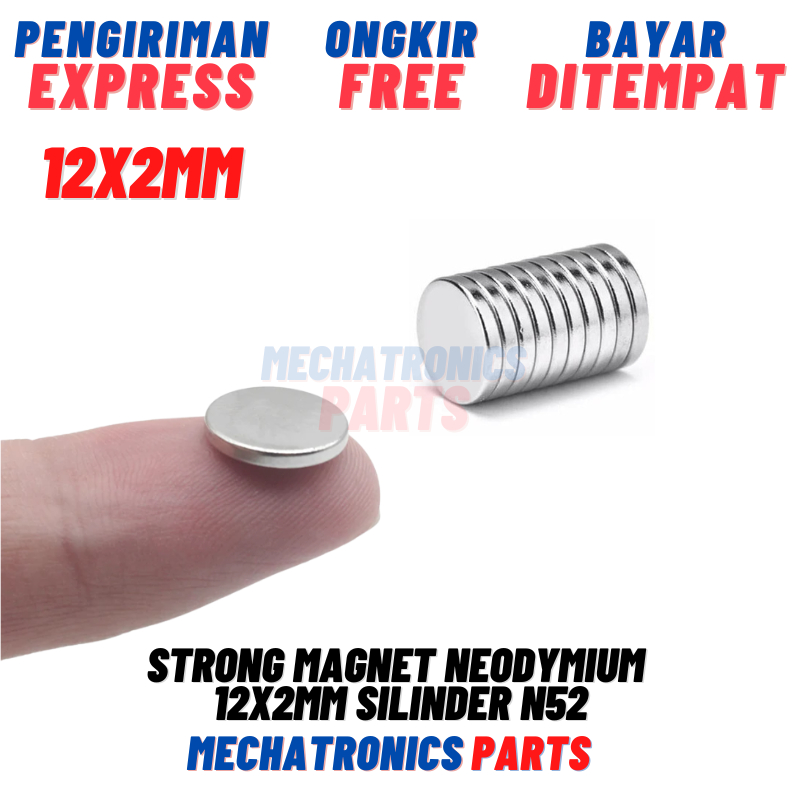 Jual 2 Buah STRONG MAGNET NEODYMIUM 12x2mm SILINDER DIAMETER 12 TEBAL 2 ...