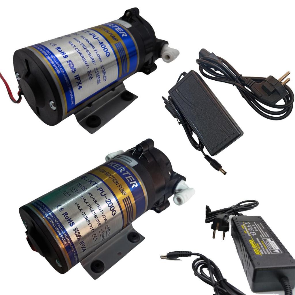 Jual Pompa Air RO 24V 200 Gpd booster ro pump 24V Plus Adaptor 24V 3A ...