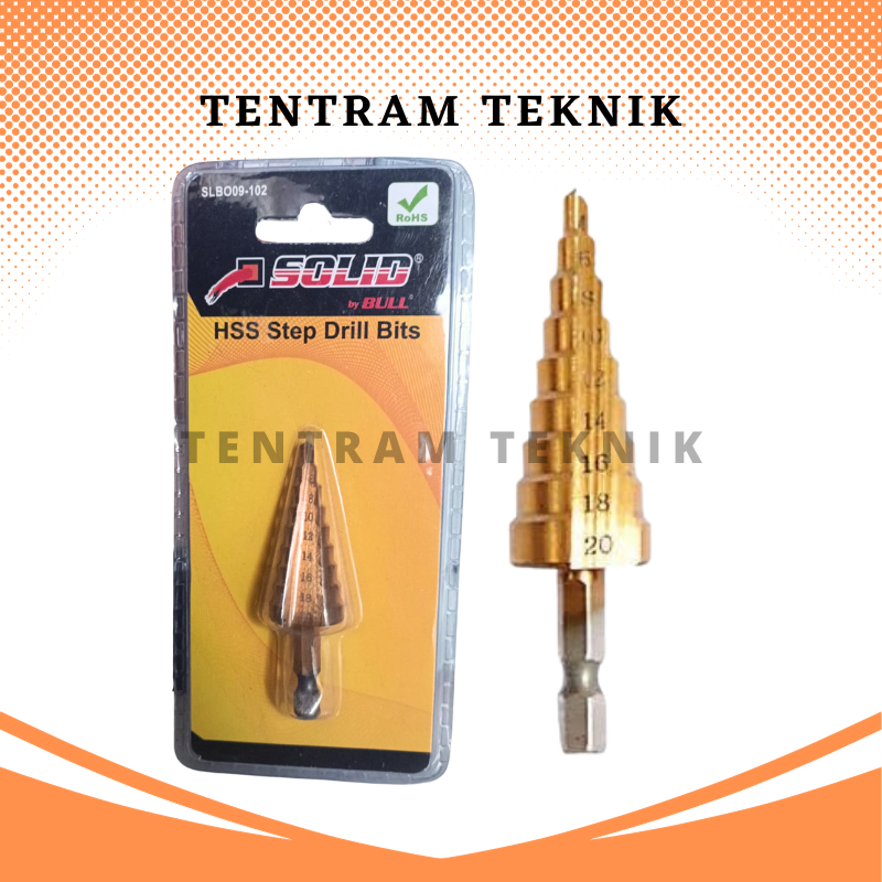 Jual Step Drill 4 - 20 mm SLBO09-102 BULL Solid / SOLID Mata Bor Step ...