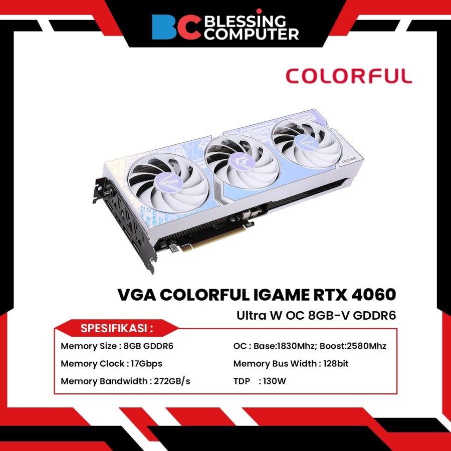 Jual VGA COLORFUL IGAME RTX 4060 Ultra W OC 8GB-V GDDR6 | Shopee Indonesia