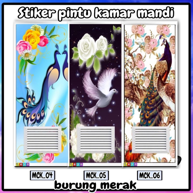 Jual Stiker pintu kamar mandi motif burung merak dan merpati | Shopee ...