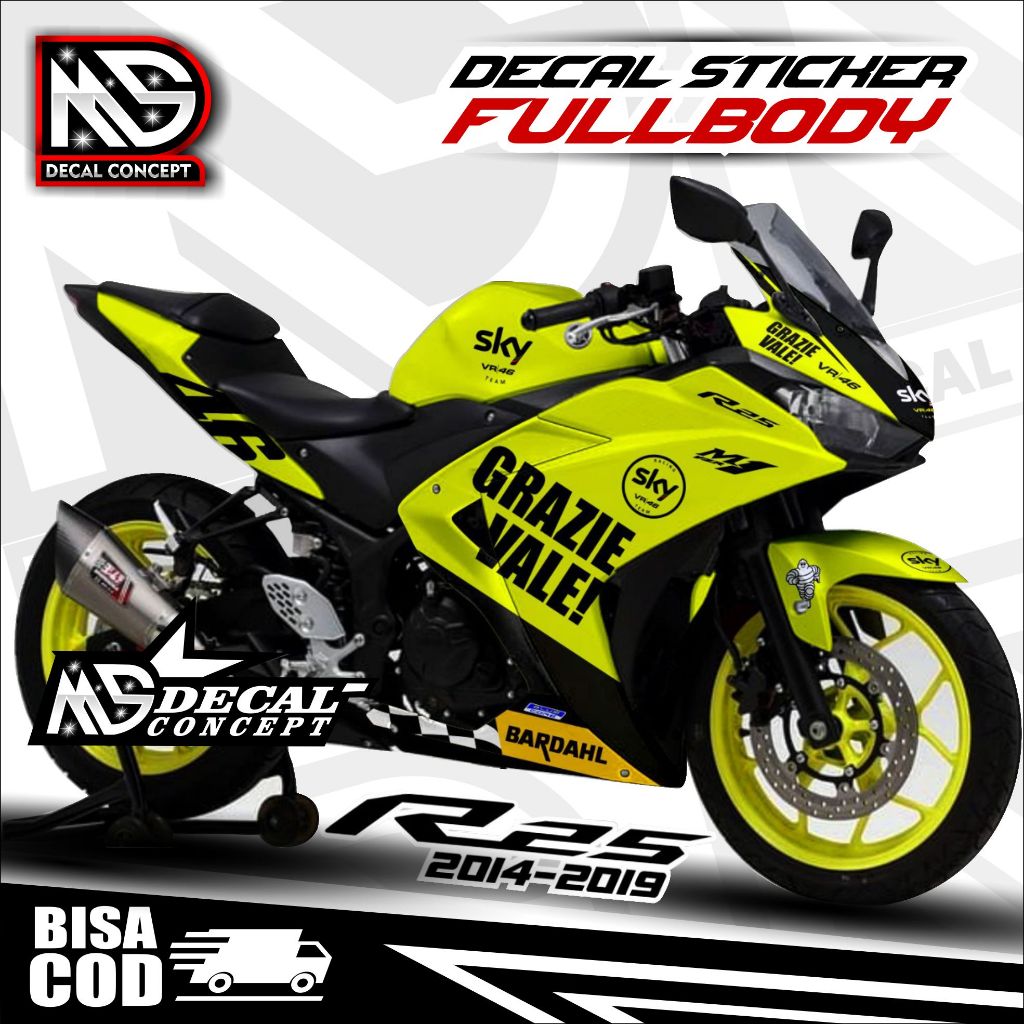 Jual (TERBARU) Decal Stiker R25 Full Body Decal Yamaha R25 GRAZIE VALLE ...