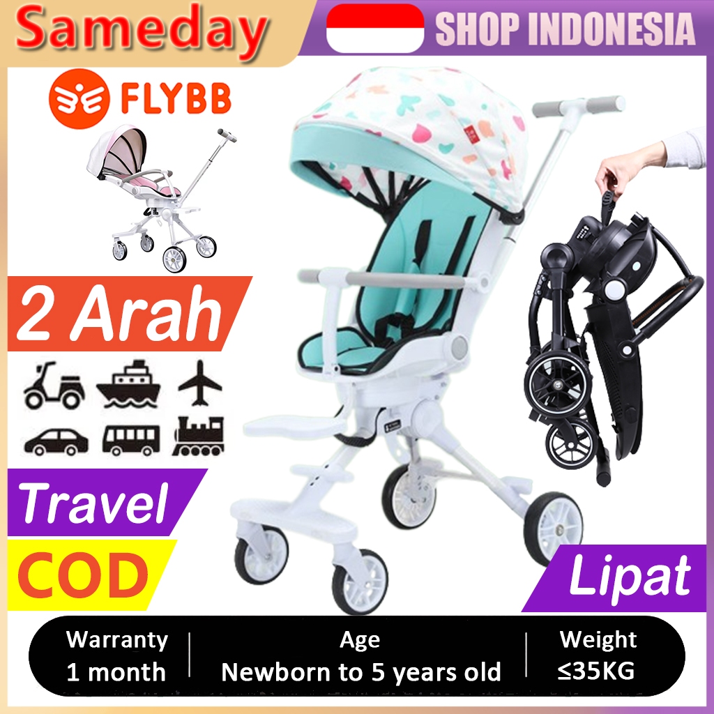 Jual FLYBB Baby Magic Stroller 180 Rotating Kids Stroller Two Way Magic ...