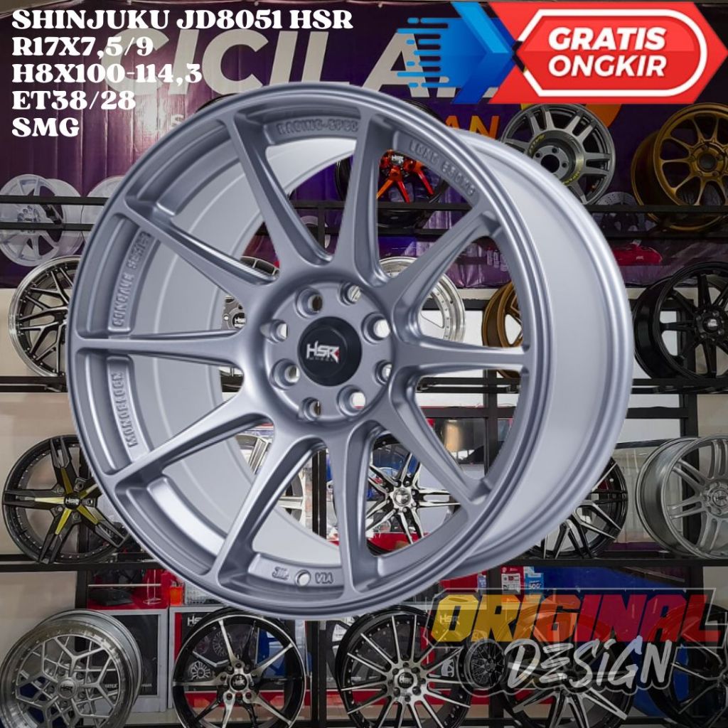 Jual Velg Mobil Ring 17 HSR SHINJUKU R17 LEBAR 7,5/9 BAUT 4 TE38/28 GREY | Shopee Indonesia