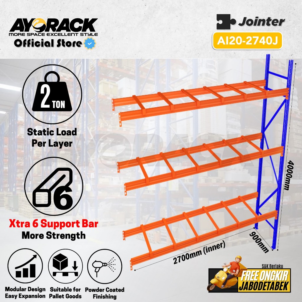 Jual AYORACK HEAVY DUTY PALLET RACKING 2 TON JOINTER AI20-2740J - RAK ...