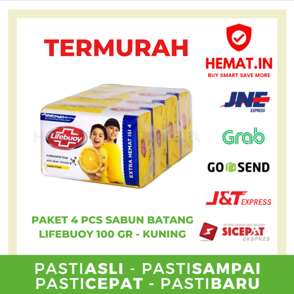 Jual LIFEBUOY SABUN BATANG LEMON FRESH 100 GRAM X 4 PCS 100GR BAR ...