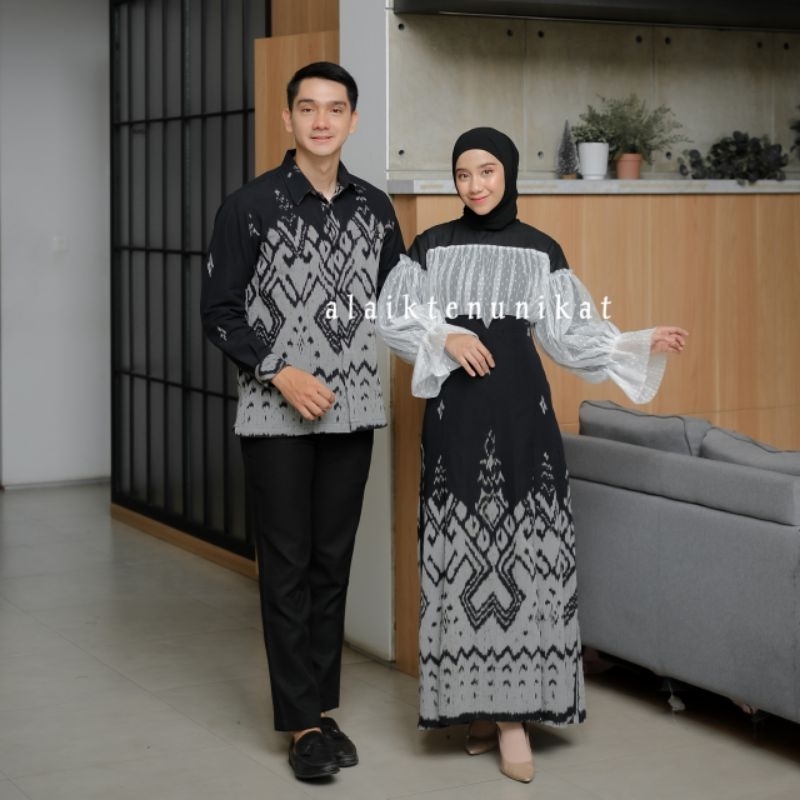 Jual COUPLE TENUN PASANGAN RAHAYU JET BLACK - BAJU TENUN - DRESS TENUN ...