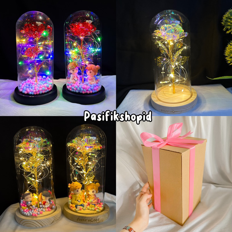 Jual Dome Glass Bunga Mawar LED – Kado Elegan & Berkesan untuk Orang ...