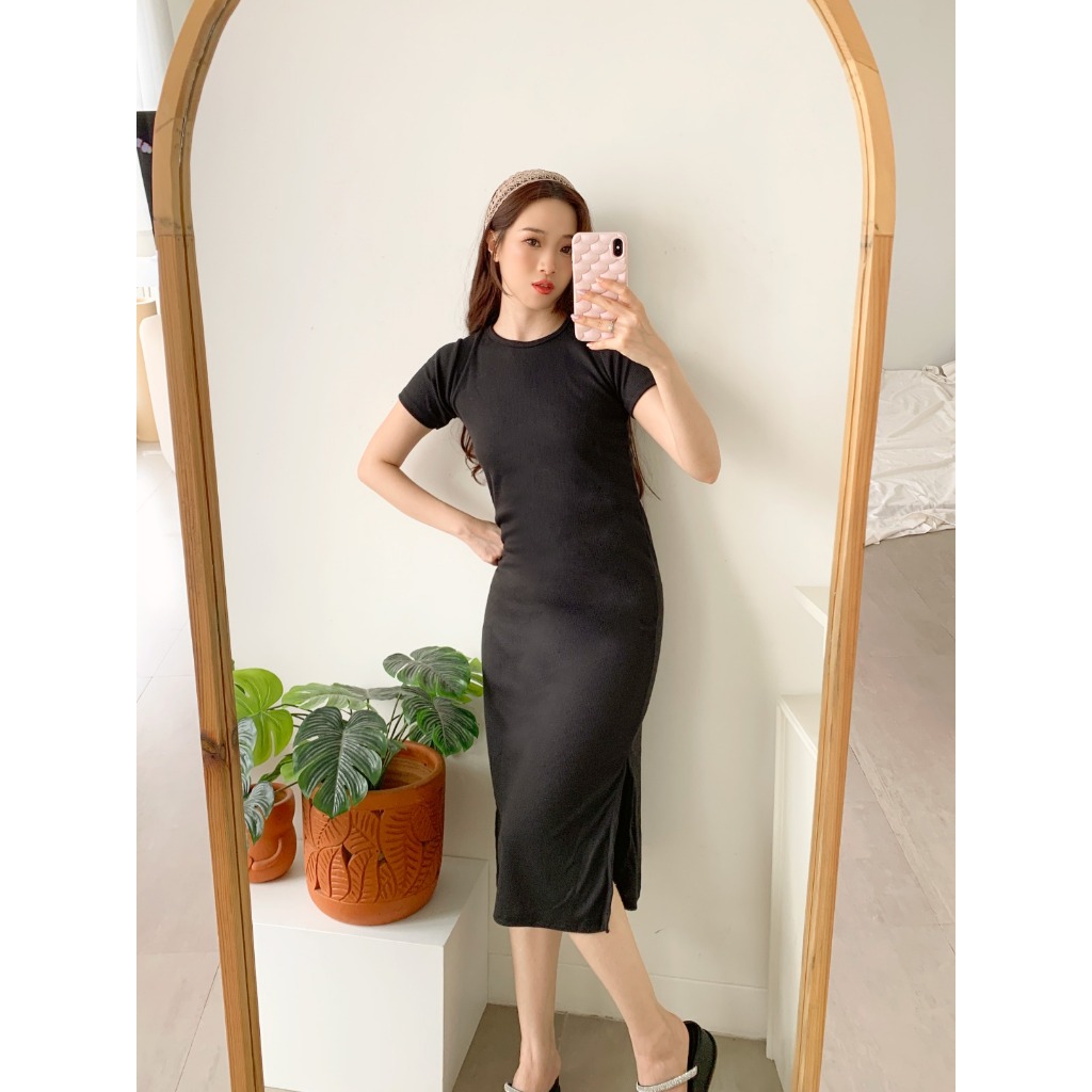 Jual Long Dress Rajut Knit Dress Panjang Midi Dress Maxi Dress Polos ...