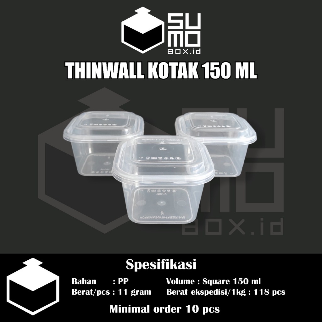 Jual Thinwall Square 150ml Kotak Plastik Kecil Wadah Dessert Puding