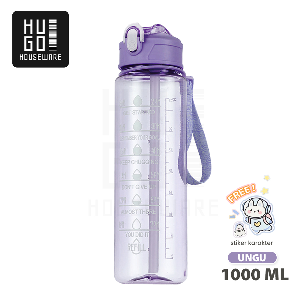 Jual HUGO Botol Minum 1 Liter Bening Botol Air Anak Sedotan Anti Bocor Premium BPA FREE | Shopee ...