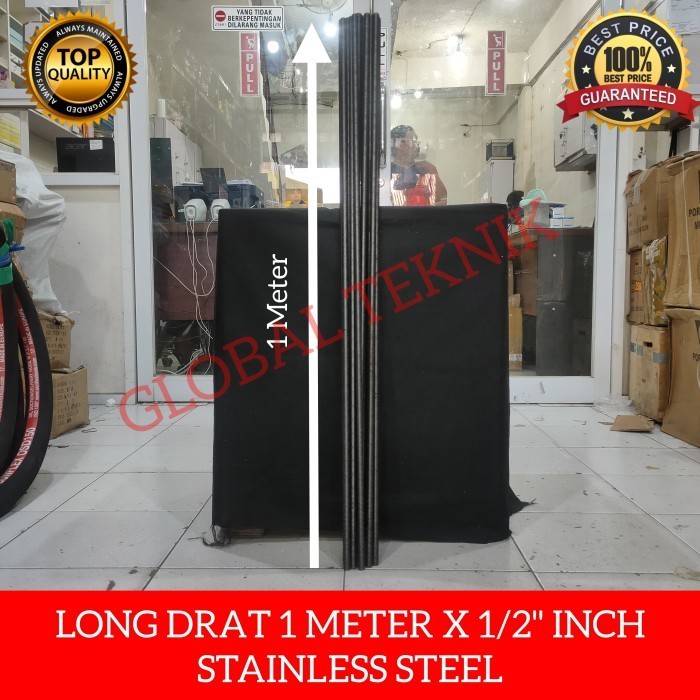Jual As Full Drat Baut Long Thread Bolt Stut Bolt 1/2" inch x 1 m meter ...