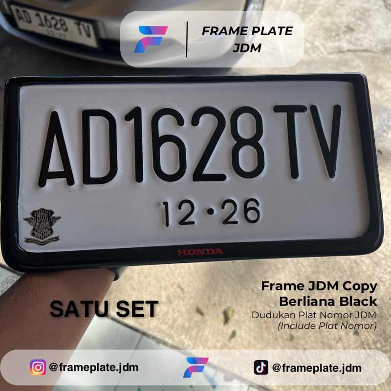 Jual (SATU SET) Frame Plate JDM | Frame JDM Copy Berliana Black ...