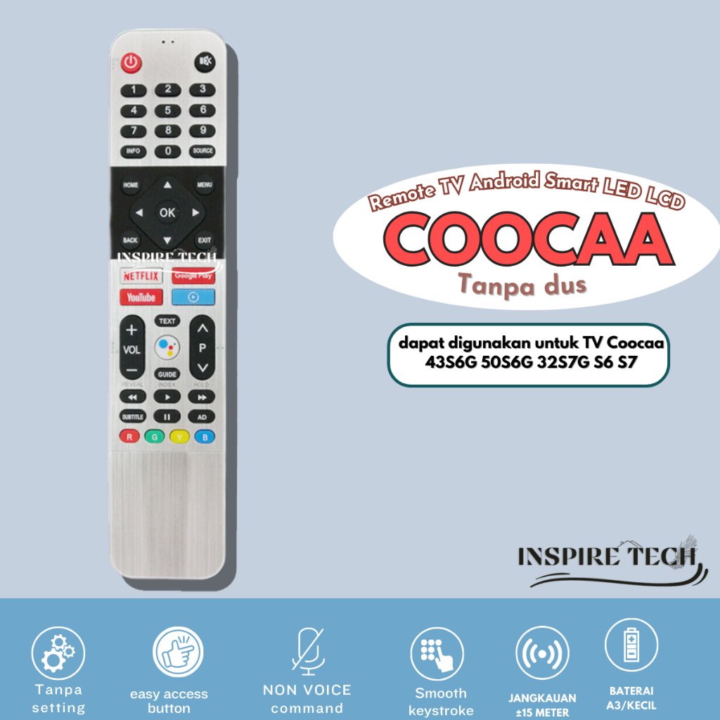 Jual Remot Remote TV Coocaa Android Smart TV LED/LCD Tanpa Dus 43S6G ...