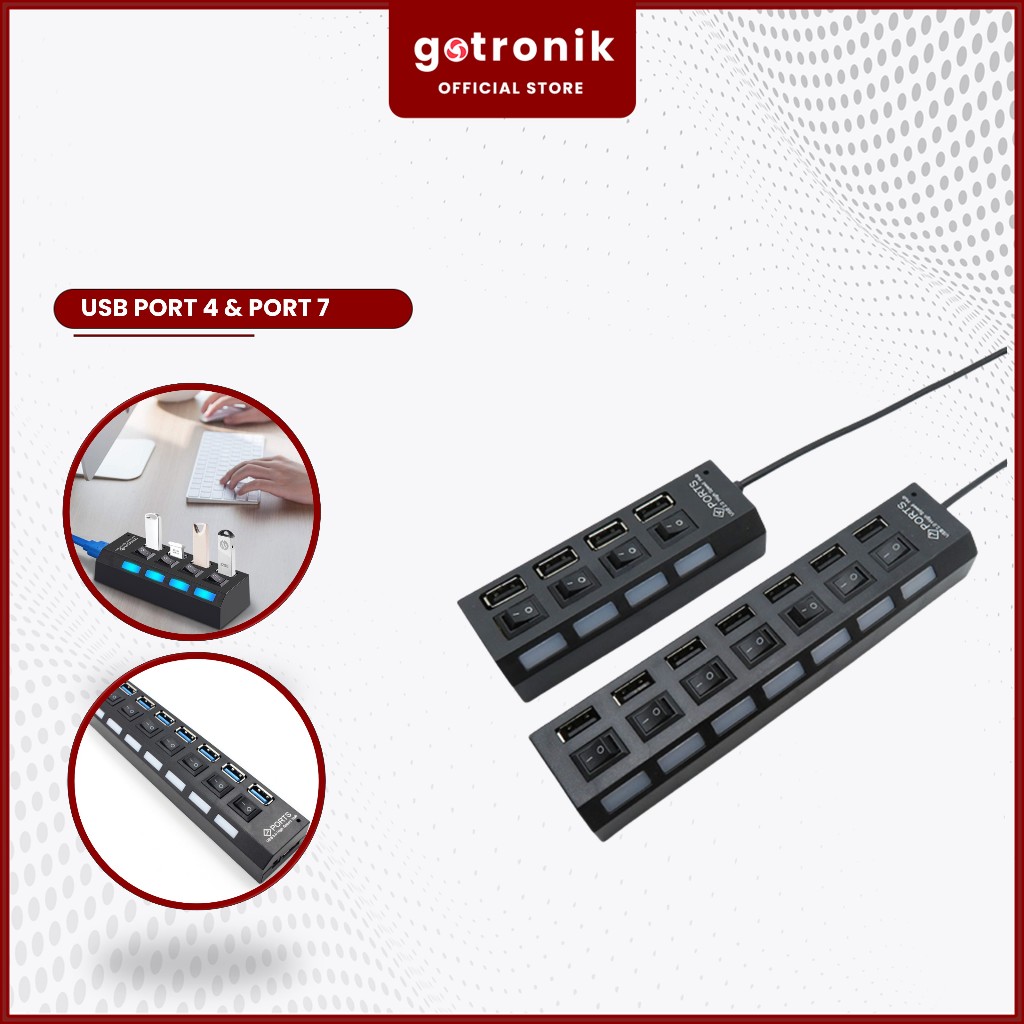 Jual Hub USB 7 Dan 4 Port Output On Off LED 4in1 And 7in1 Colokan ...