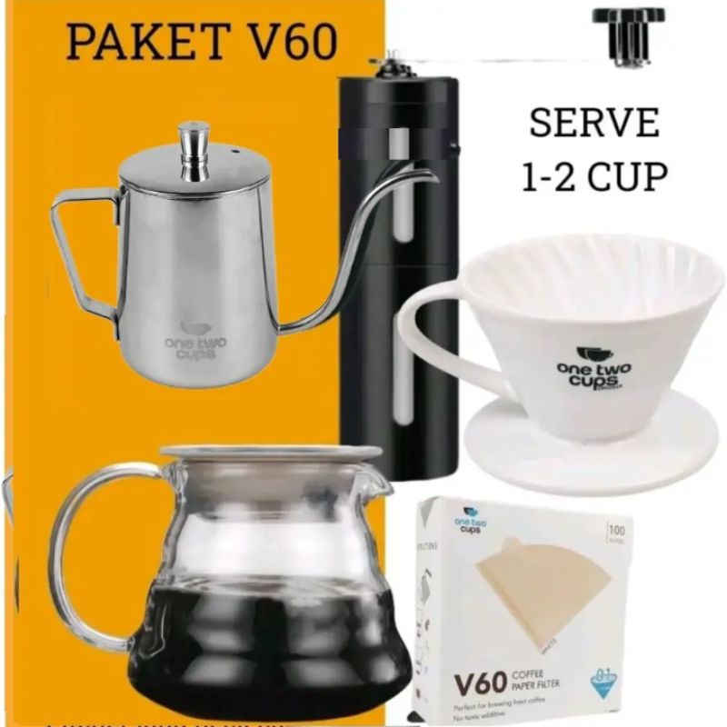 Jual Paket lengkap alat kopi manual tekhnik v60 grinder+teko+pitcher ...