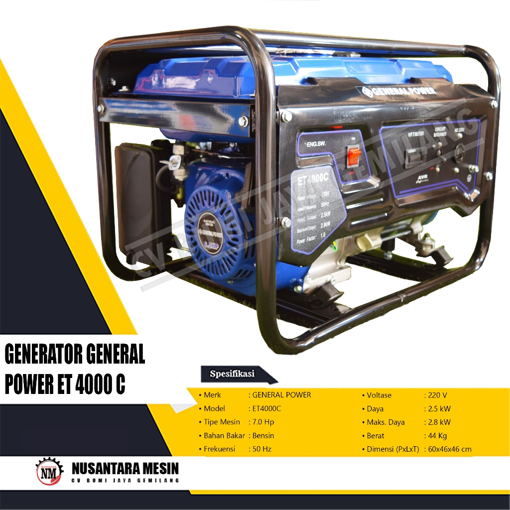 Jual MESIN GENSET / GENERATOR GENERAL POWER ET 4000 C | Shopee Indonesia