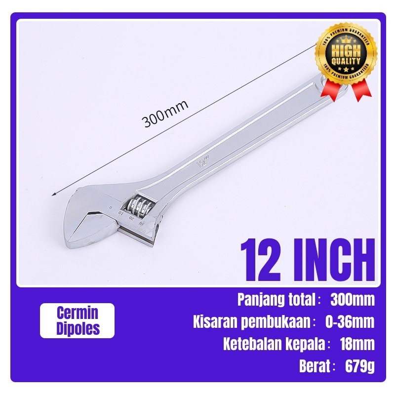 Jual Aeristoree Kunci Inggris ukuran 12" Inch Adjustable Wrench ...