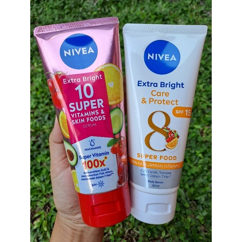 Jual Nivea Body Serum Care & Protect 180ml/Nivea Extra Bright Super ...