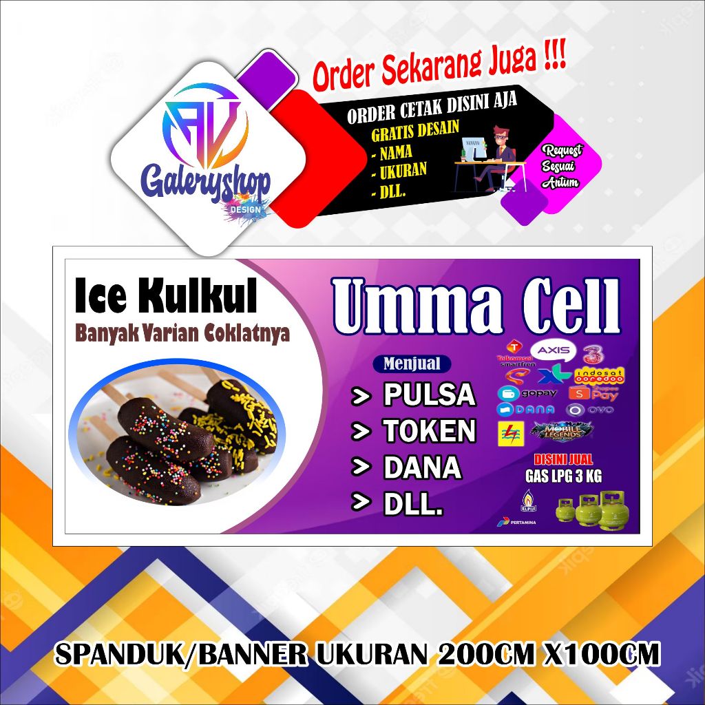 Jual mmt,spanduk,banner, jualan pulsa konter, cell, es kul kul, apotek dll 200x100 cm | Shopee ...
