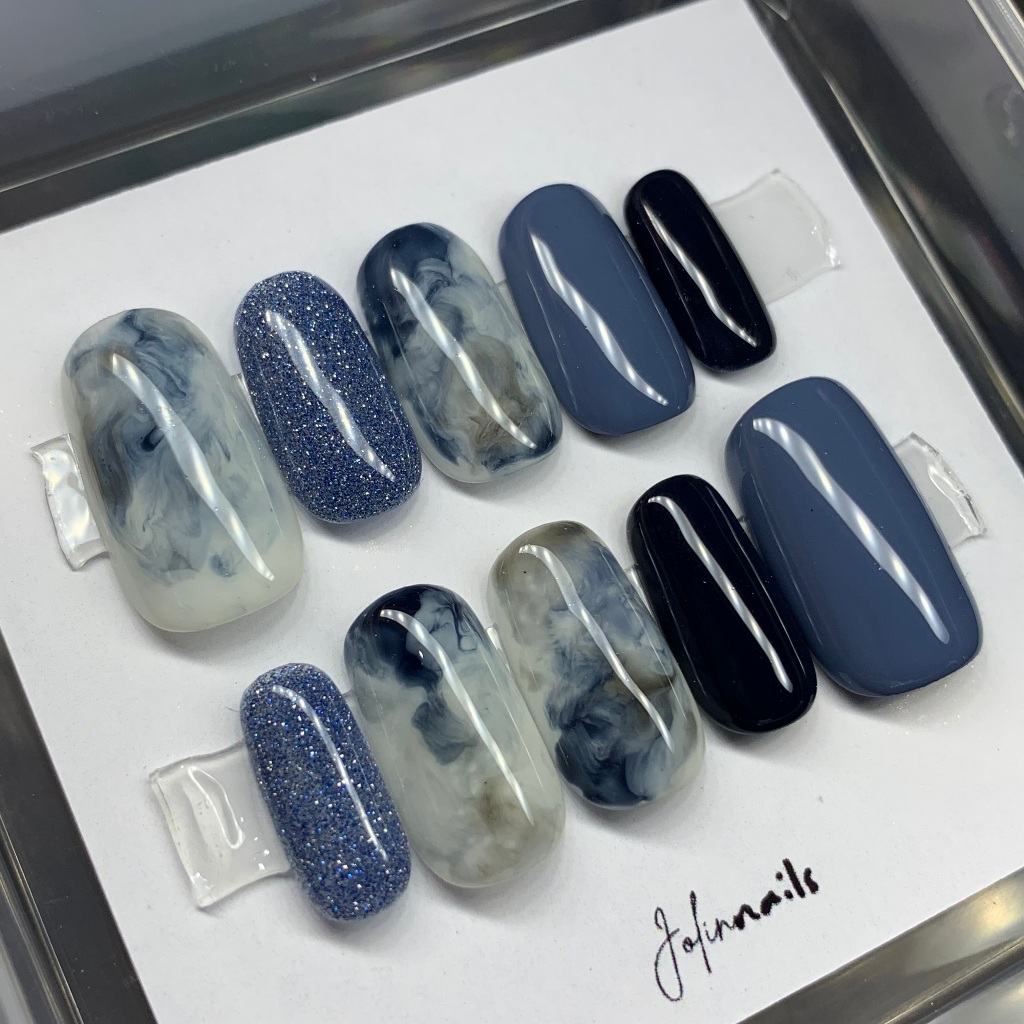 Jual Smokey Navy Nails (Press On Nails) | Shopee Indonesia