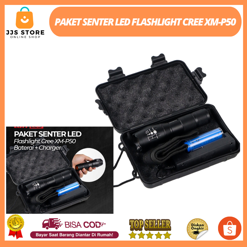 Jual Senter LED Super Terang / Senter Cas LED Flashlight Cree XM-P50 ...