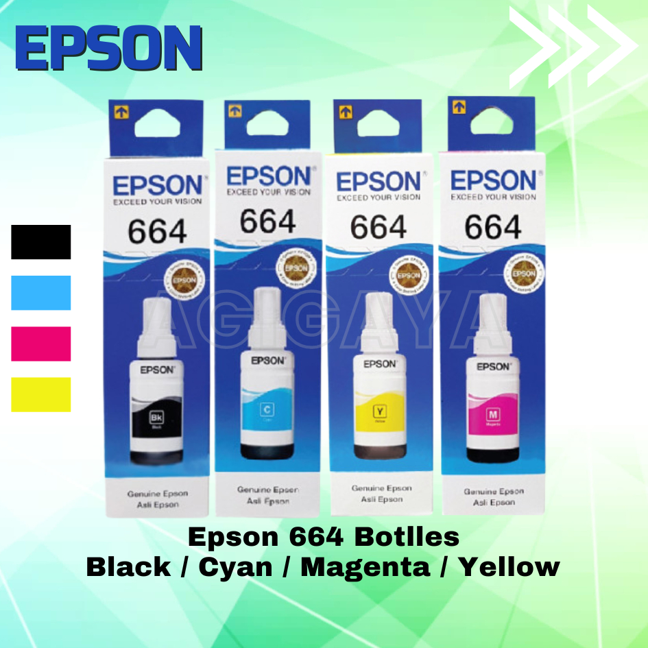 Jual 1 set paket tinta epson 664 bk c y m ori 100% | Shopee Indonesia