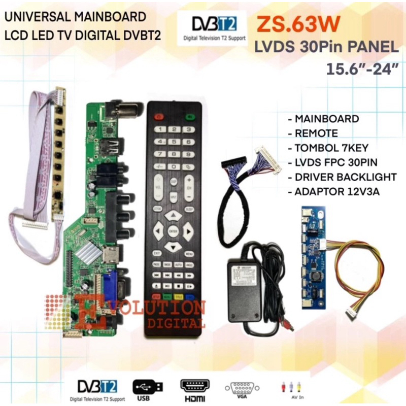 Jual Mainboard Universal LED board Digital DVBT2 Paket lengkap Panel 15 ...