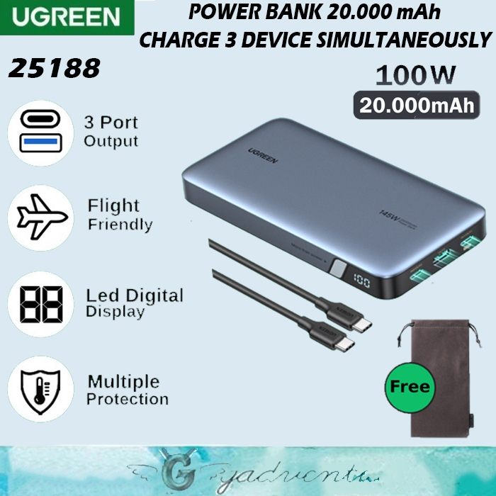 Jual UGREEN PowerBank Laptop iPhone 15 Macbook Air Pro M2 M1 Power Bank 20.000Mah Fast Charging ...