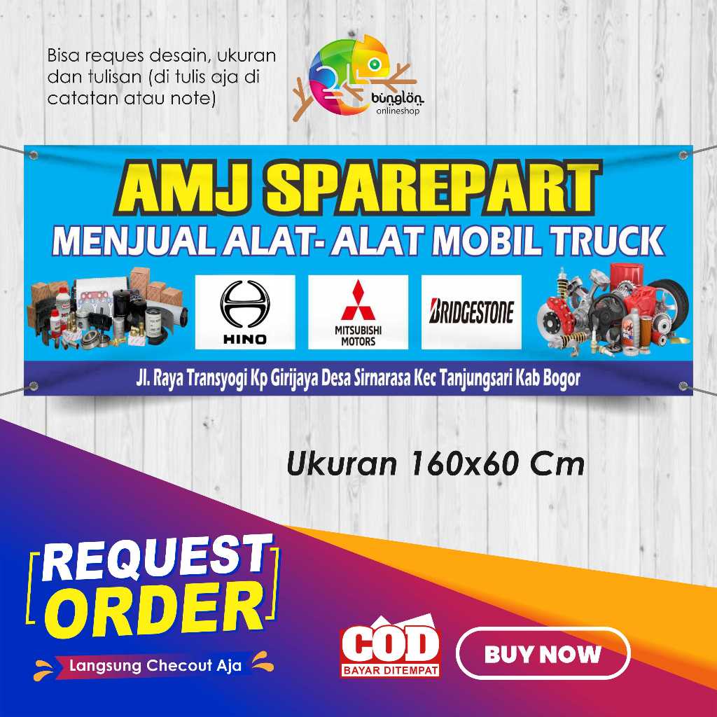 Jual Spanduk Banner 160x60 Bengkel Sparepart Mobil Motor Biru Reques ...