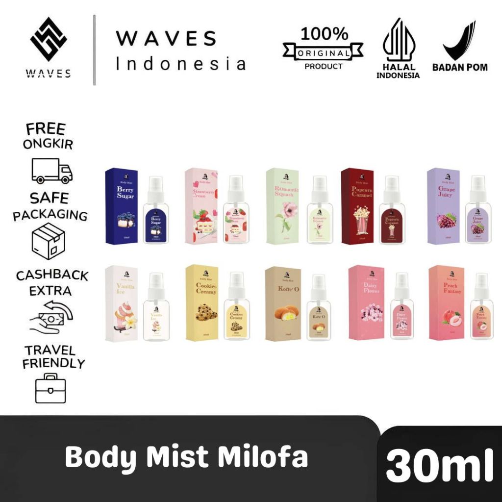 Jual Waves - BPOM PARFUM BODY MIST MILOFA 30ML PREMIUM / PARFUM BODY ...