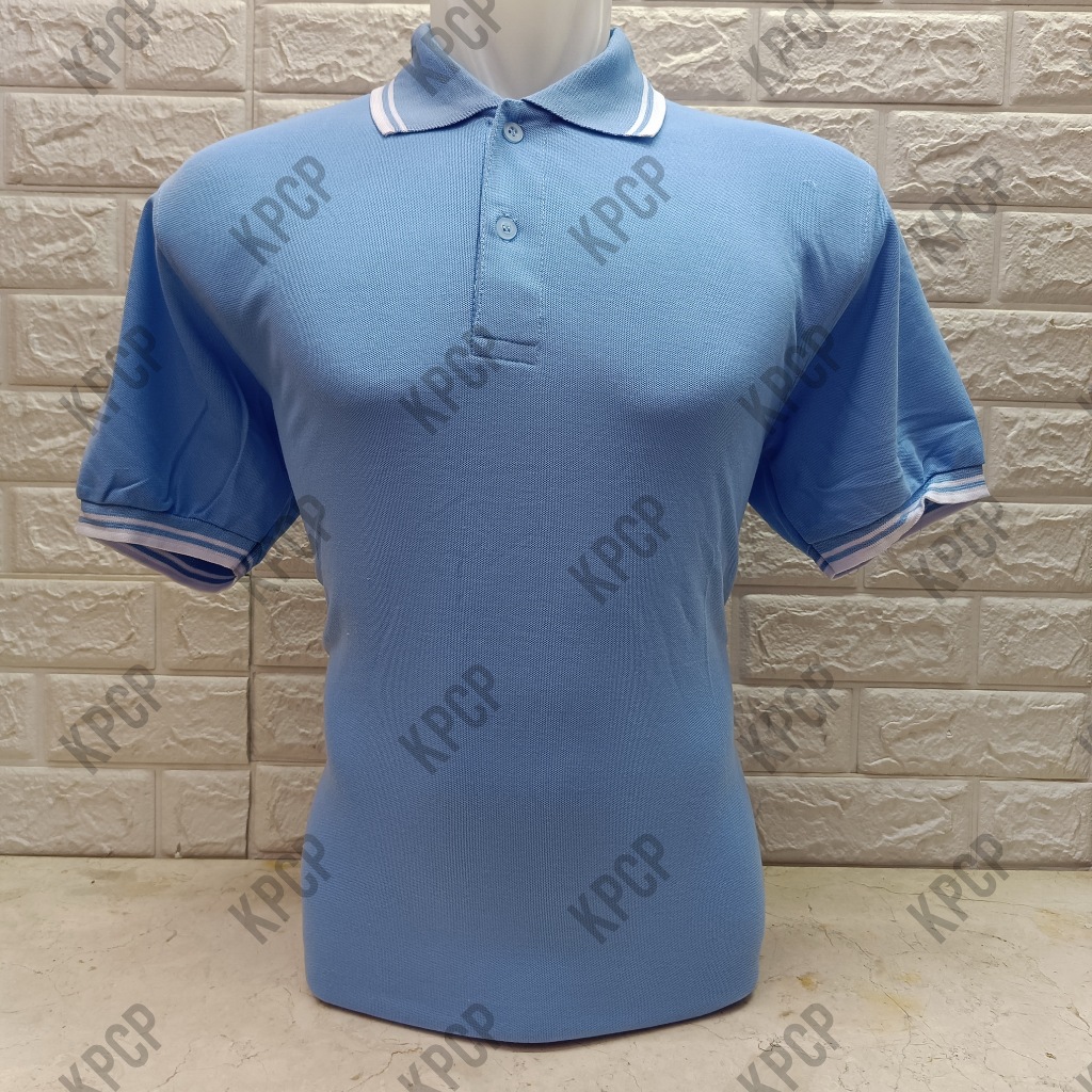 Jual Kaos kerah pria polos Sky Blue | kaos polo shirt seragam kerah ...