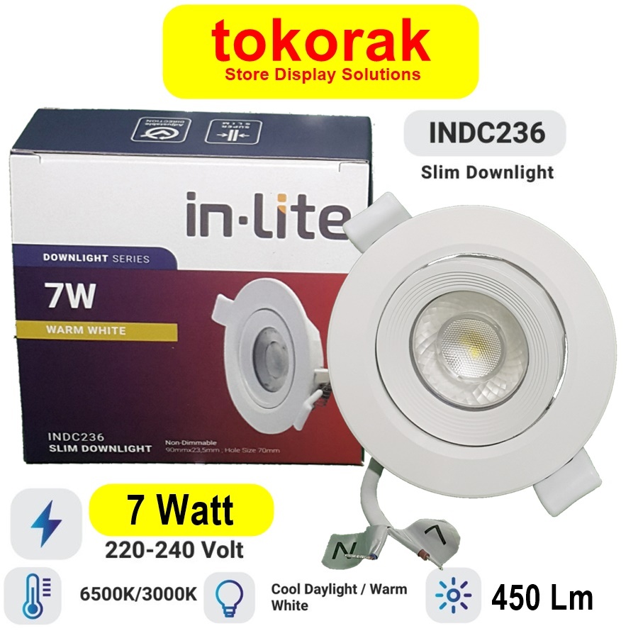 Jual IN LITE LAMPU SPOTLIGHT SLIM INDC236 7 W 7W INLITE SPOT LIGHT LED ...