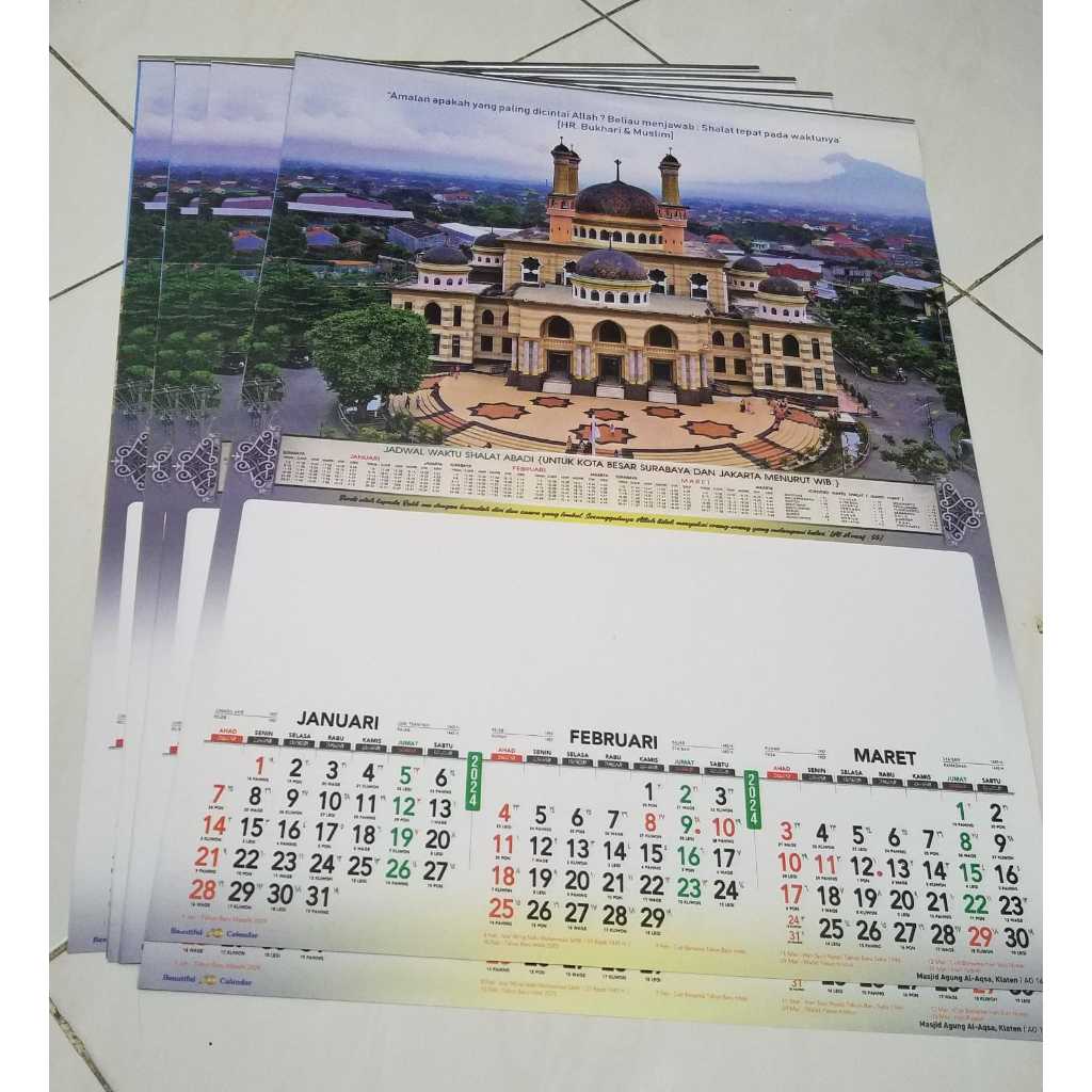 Jual READY STOCK KALENDER TRIWULAN MASJID INDONESIA POLOS PLUS KLEP ...